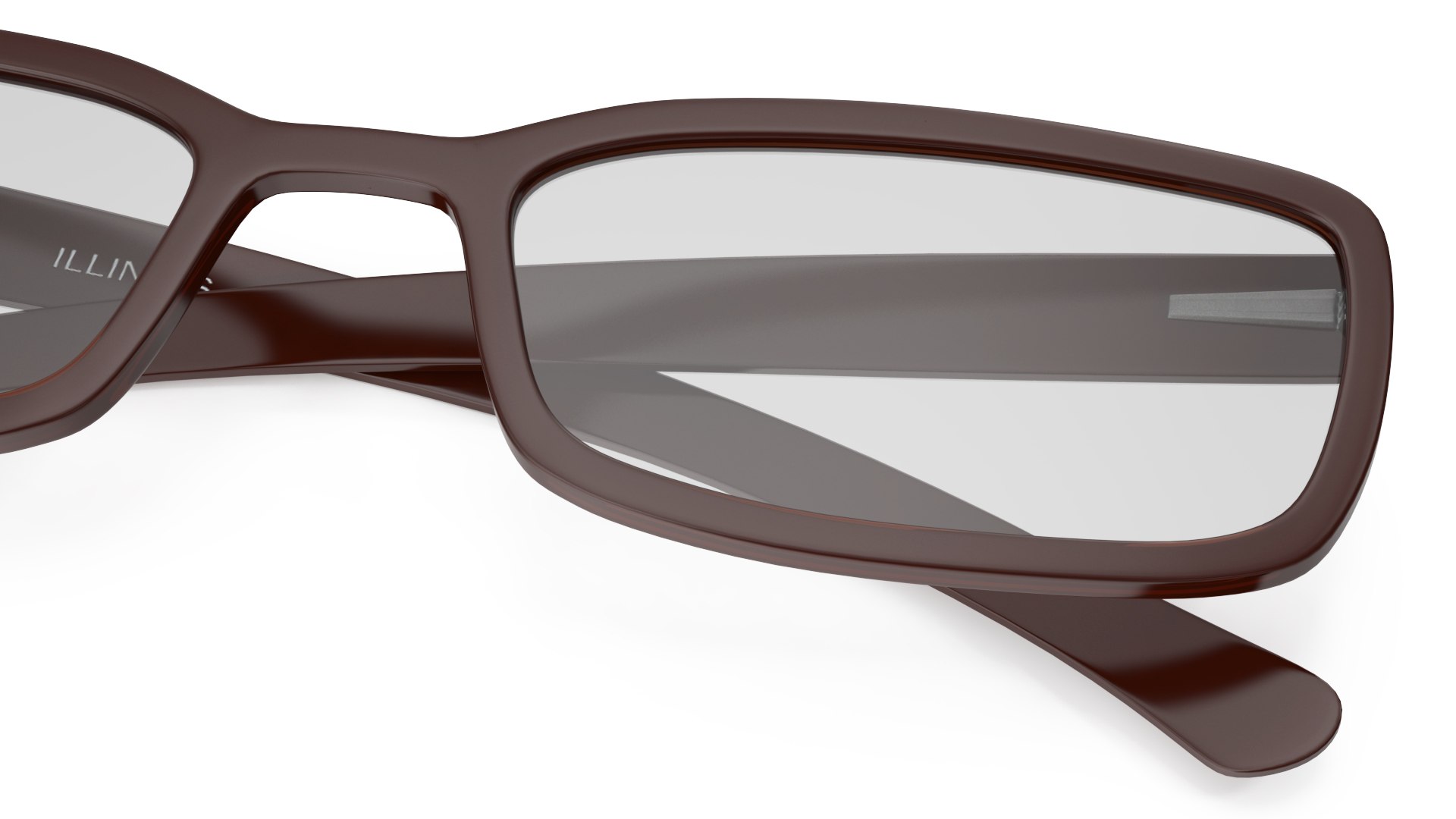 Retro Optical Square Brown Glasses Folded model - TurboSquid 2143572