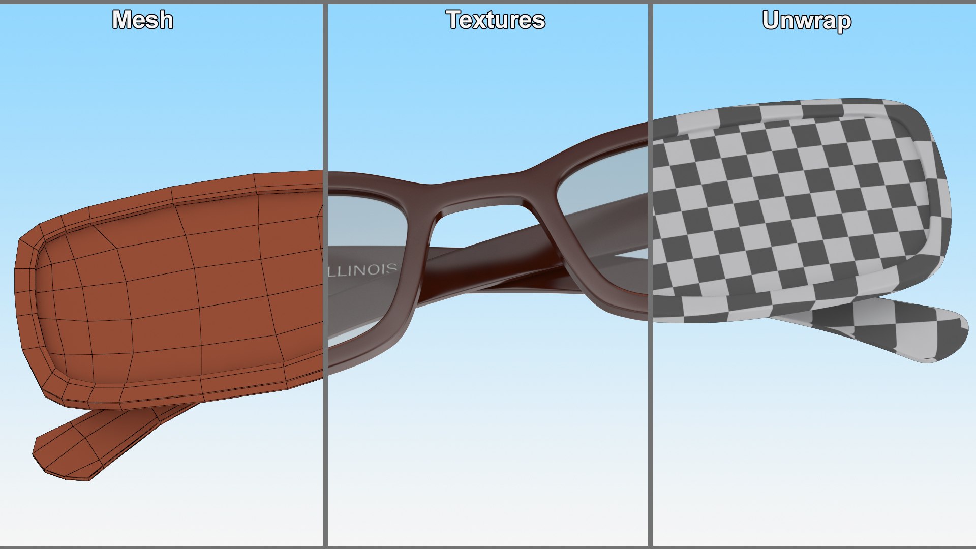 Retro Optical Square Brown Glasses Folded model - TurboSquid 2143572