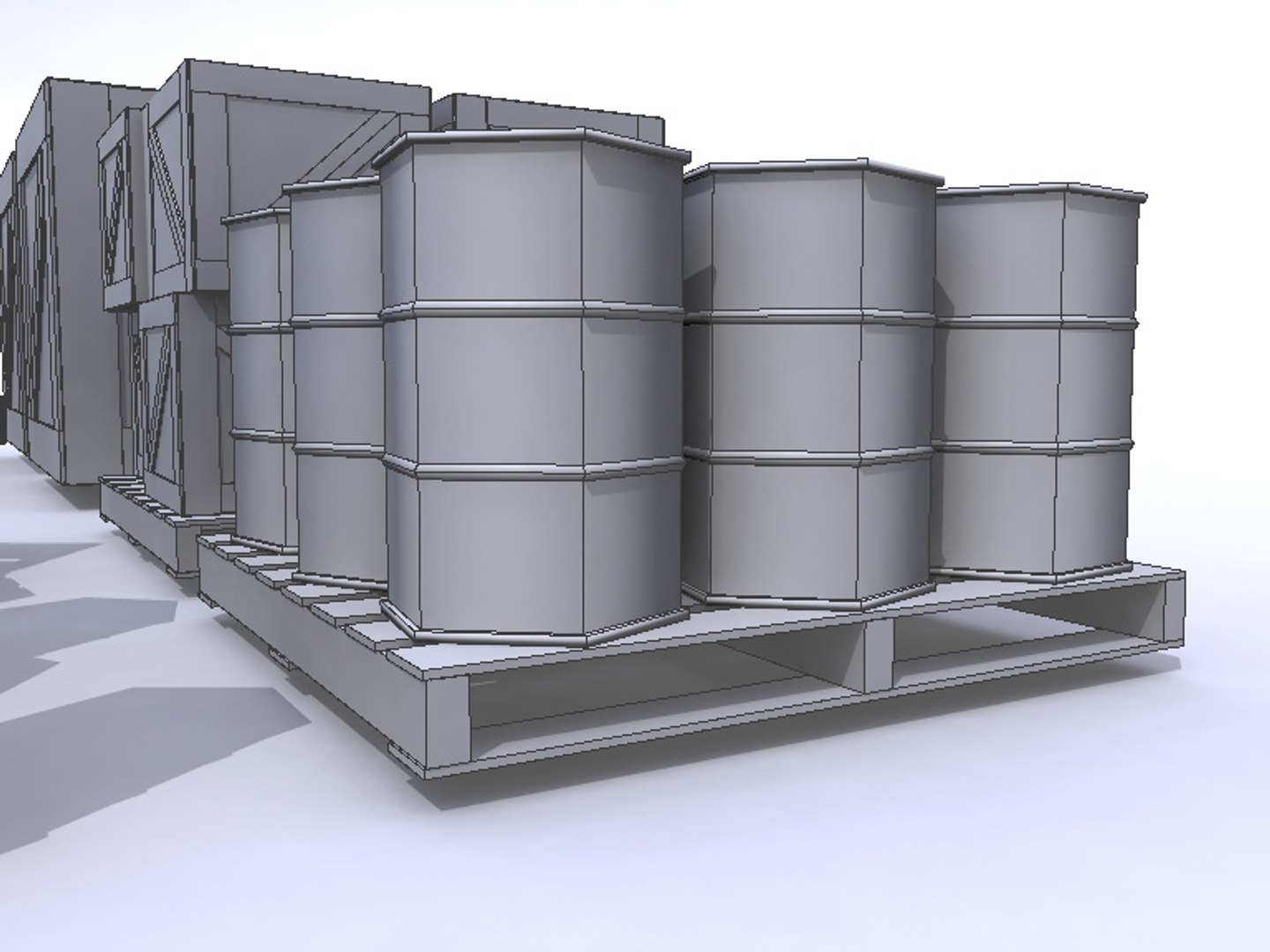 3d Model Boxes Barrels