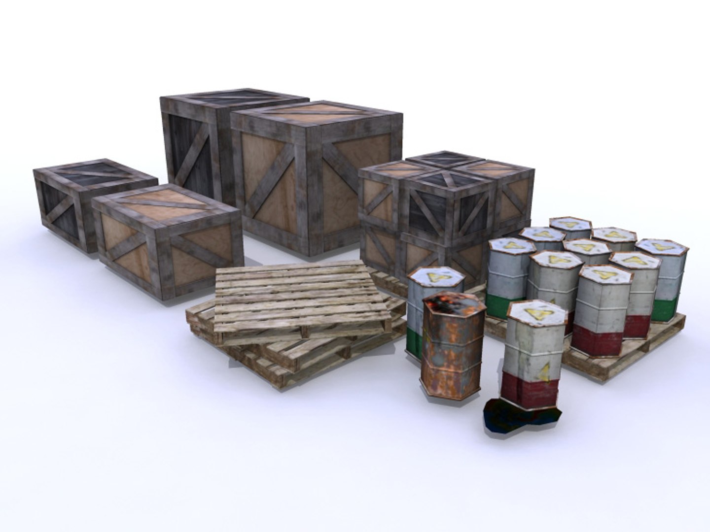 3d Model Boxes Barrels