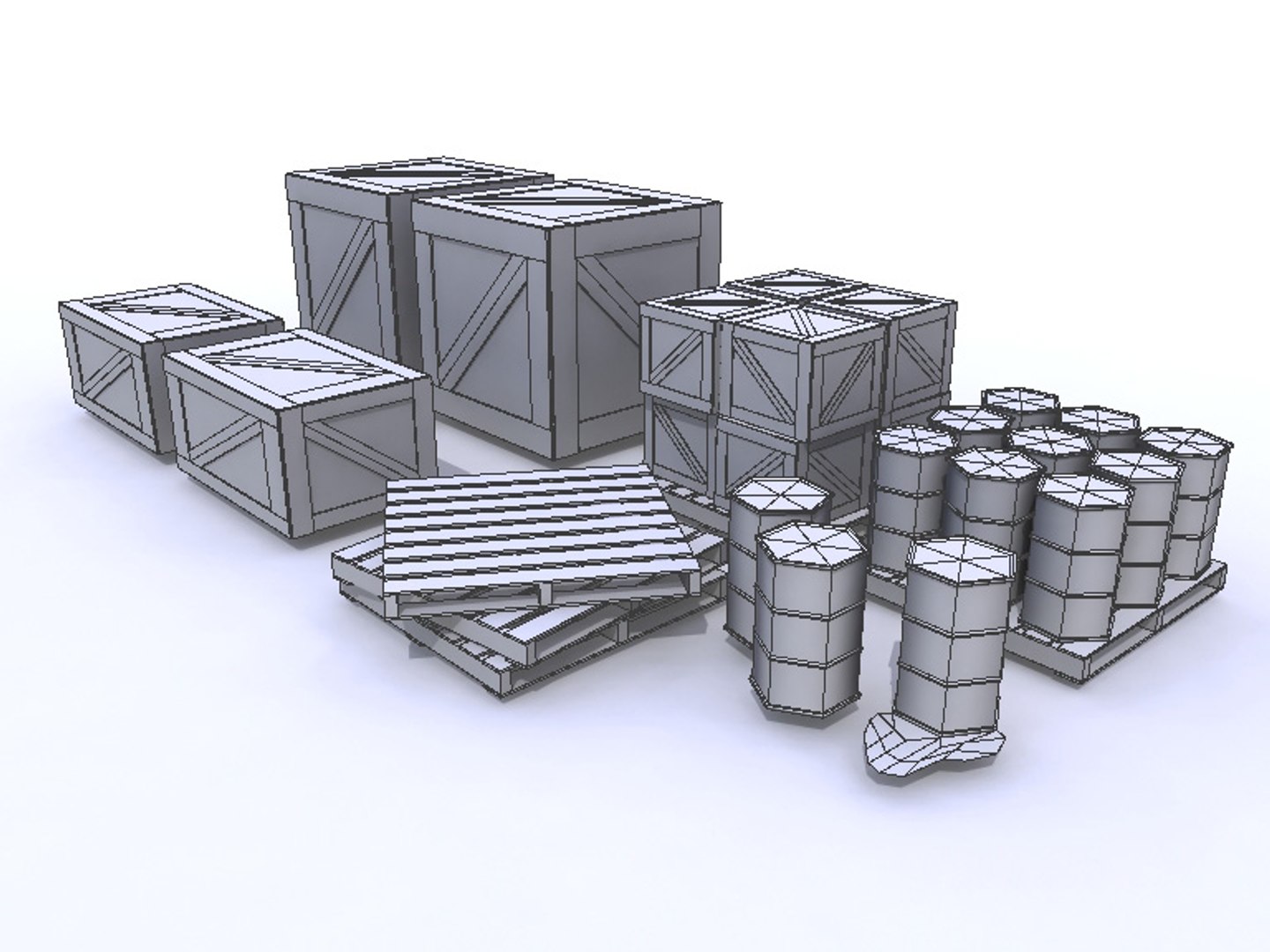 3d Model Boxes Barrels