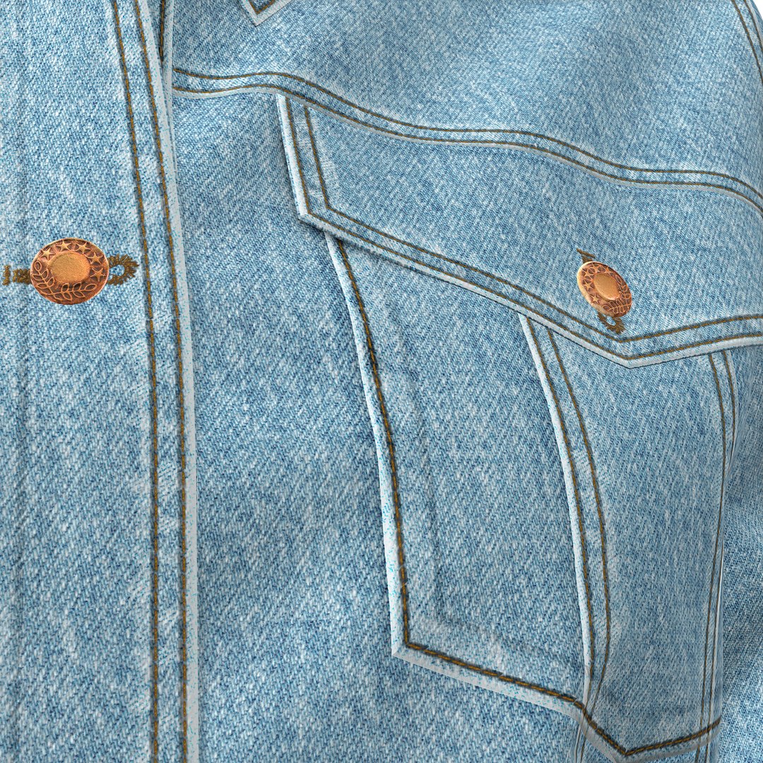 Light Blue Denim Jacket 16 K Textures 3D Model - TurboSquid 2170882