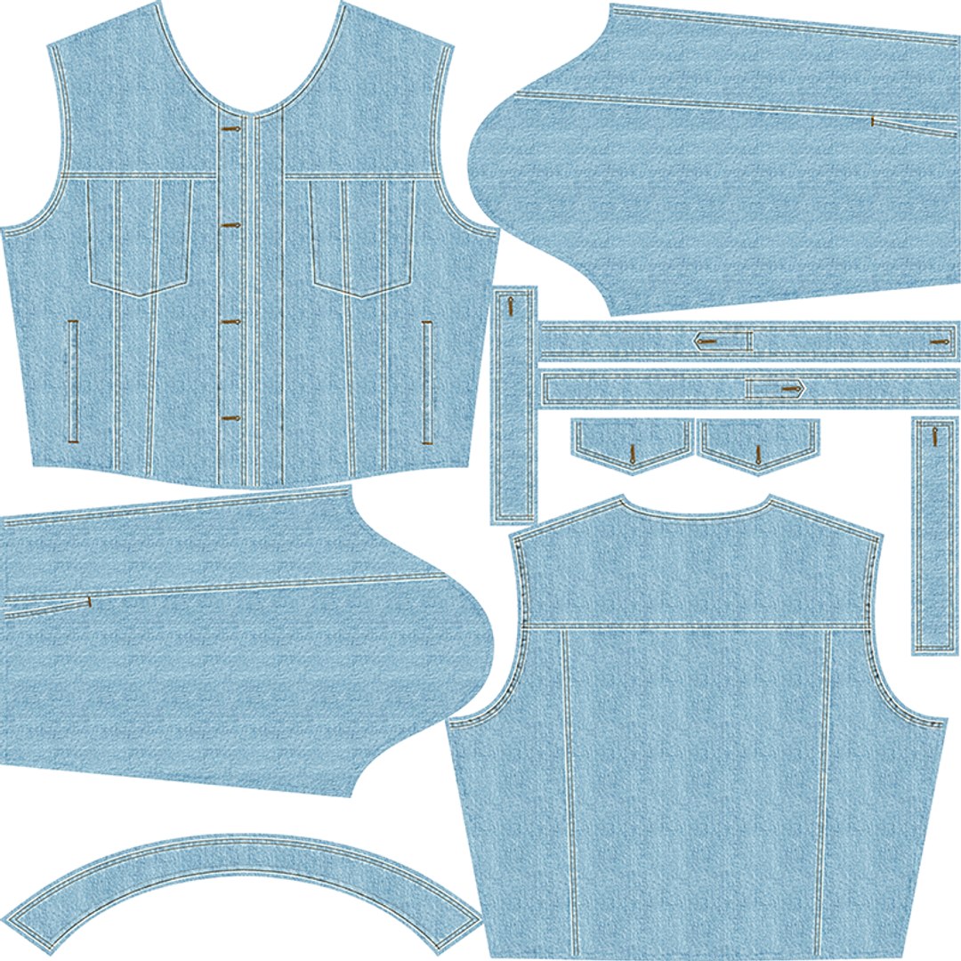 Light Blue Denim Jacket 16 K Textures 3D Model - TurboSquid 2170882