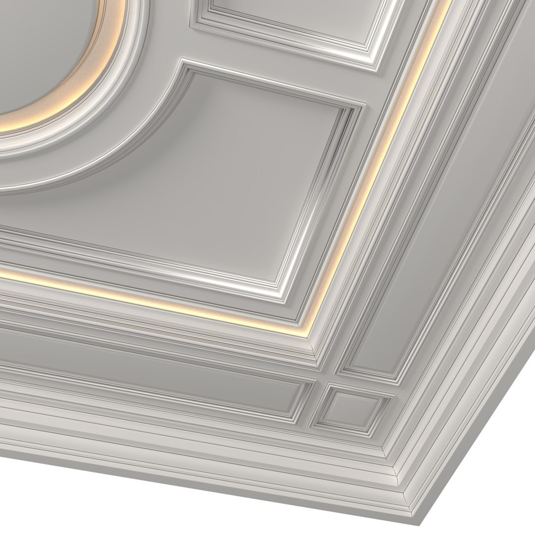 3D Modern coffered illuminated ceiling Art Deco style 3D model model - TurboSquid 1909459