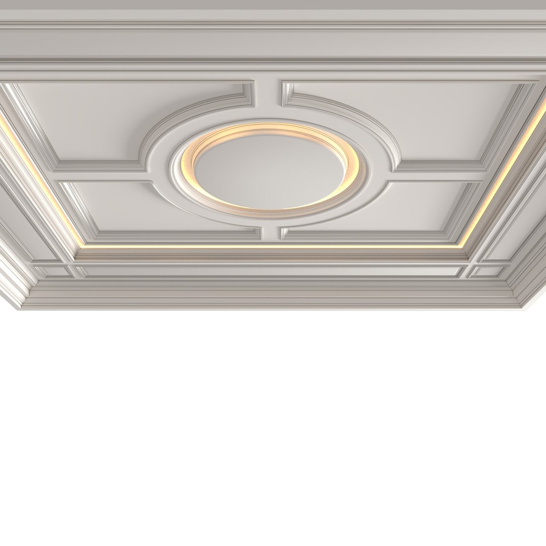 3D Modern coffered illuminated ceiling Art Deco style 3D model model - TurboSquid 1909459