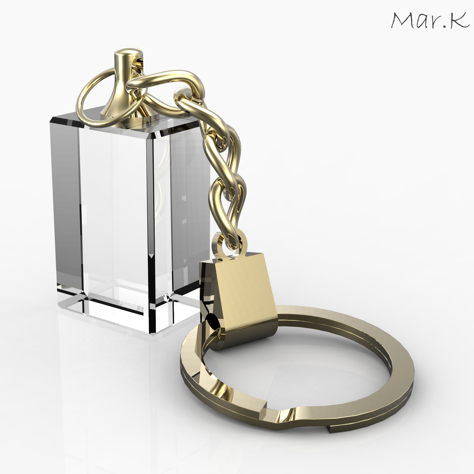 3d glass keyring-pendant