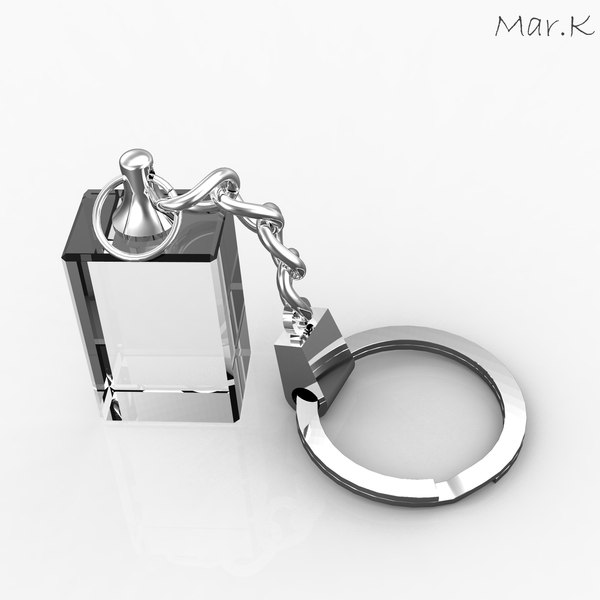 3d glass keyring-pendant