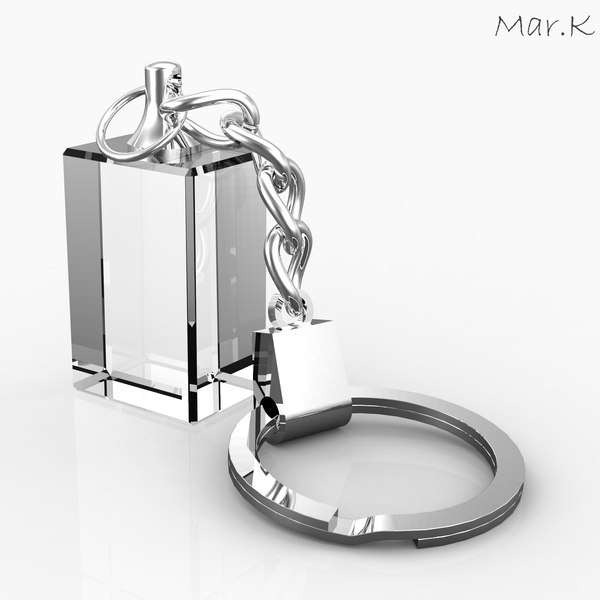 3d glass keyring-pendant