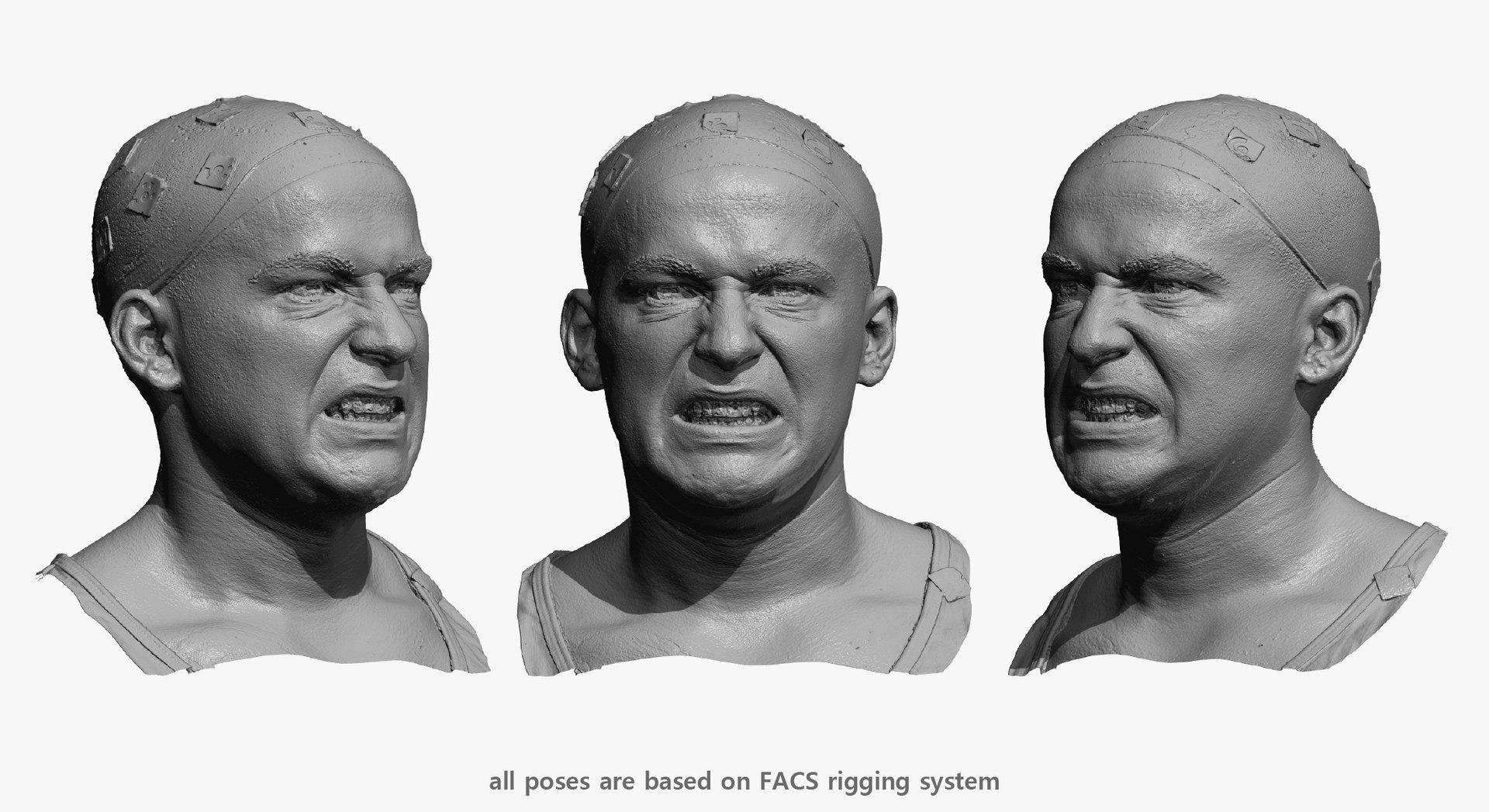 3D Marcus Real Head Detailed Expressions 03 Set 12 Clean Scans ...