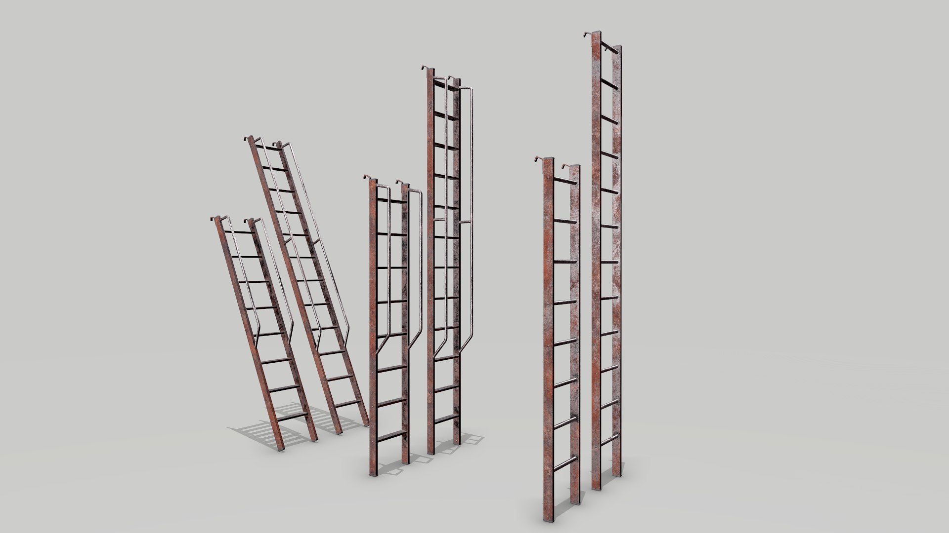 Metal Rusted Modular Ladder System 3D Model - TurboSquid 1993033