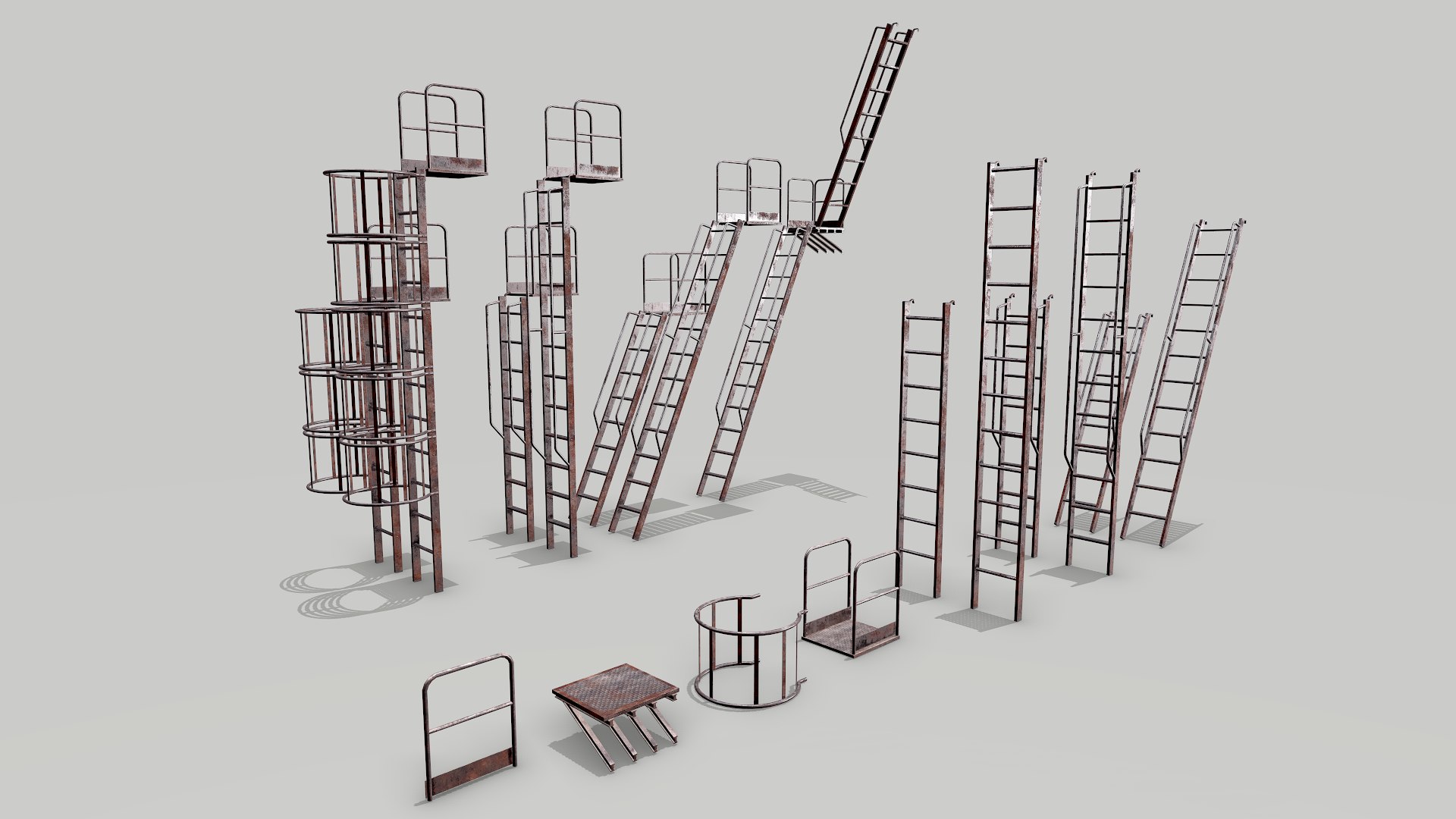 Metal Rusted Modular Ladder System 3D model - TurboSquid 1993033