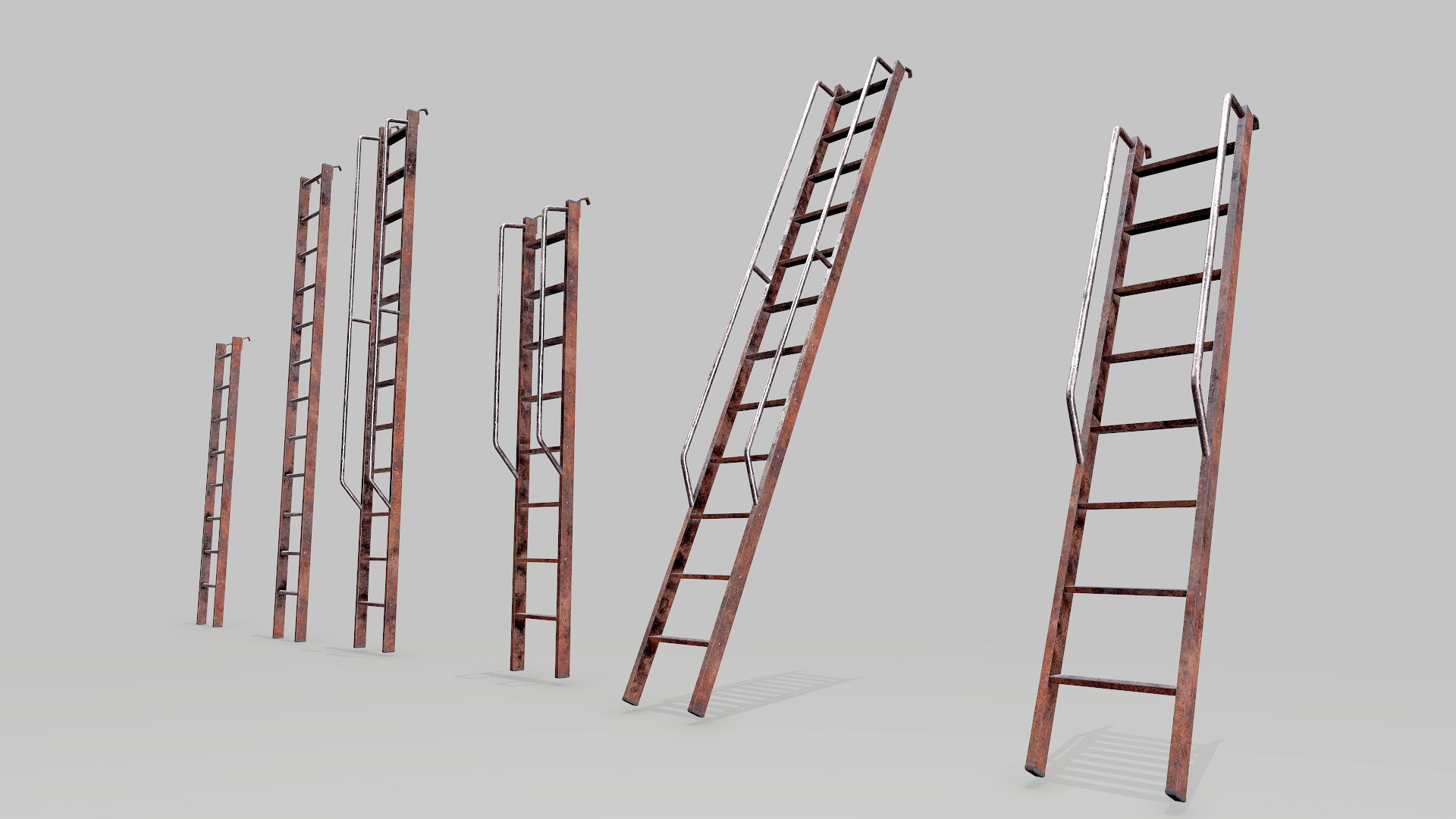 Metal Rusted Modular Ladder System 3D Model - TurboSquid 1993033