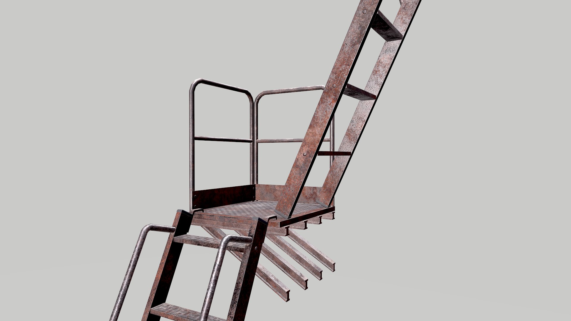 Metal Rusted Modular Ladder System 3D Model - TurboSquid 1993033