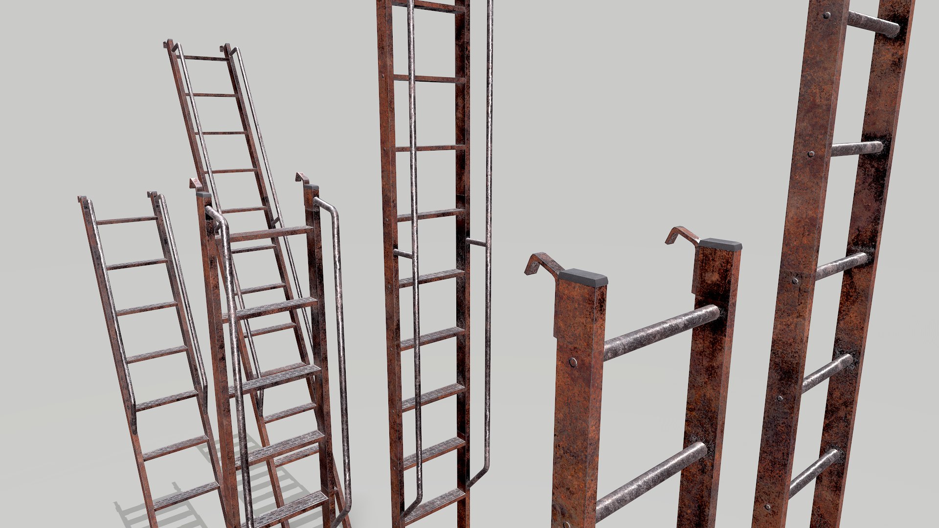 Metal Rusted Modular Ladder System 3D Model - TurboSquid 1993033