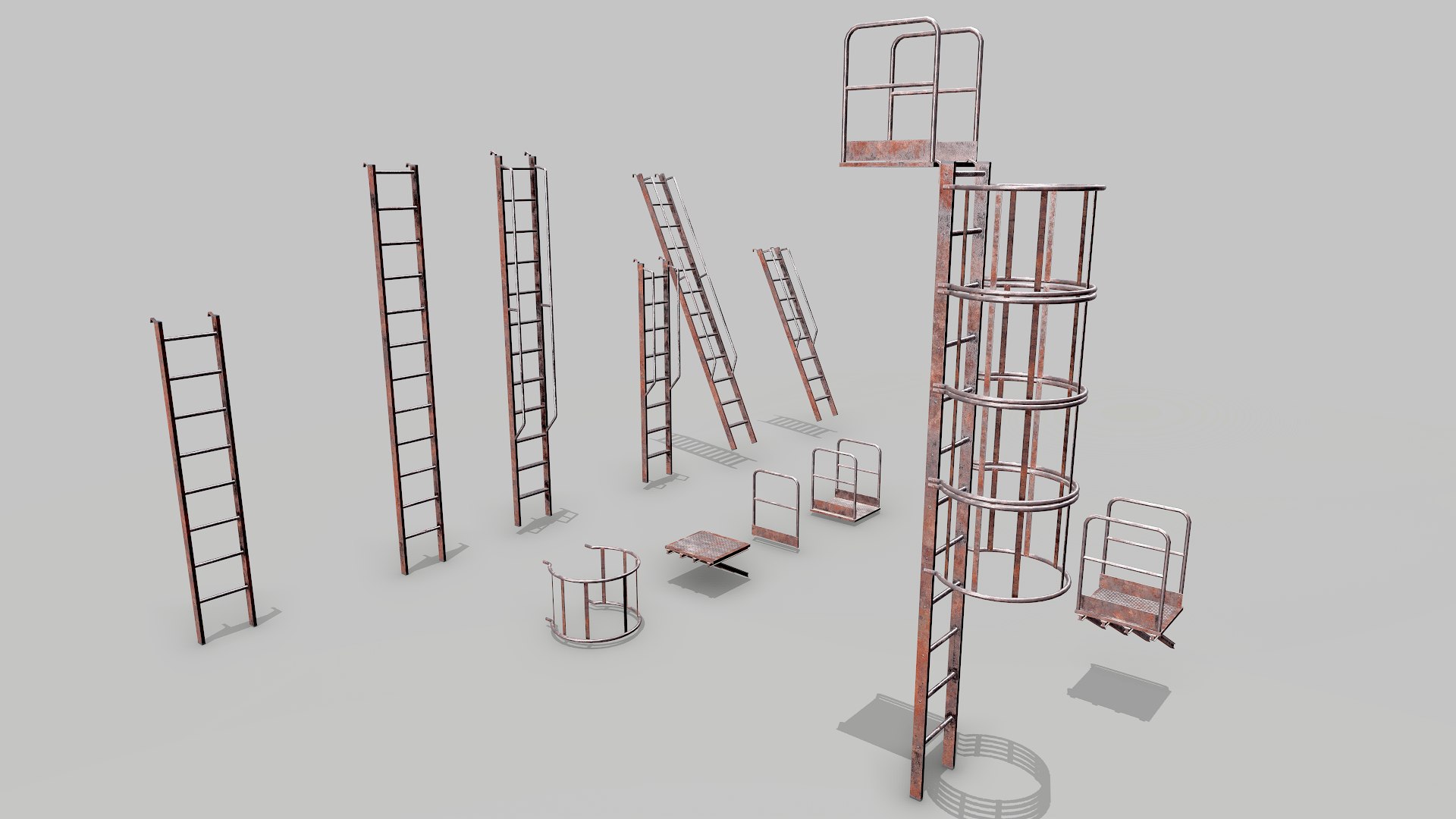 Metal Rusted Modular Ladder System 3D 모델 - TurboSquid 1993033