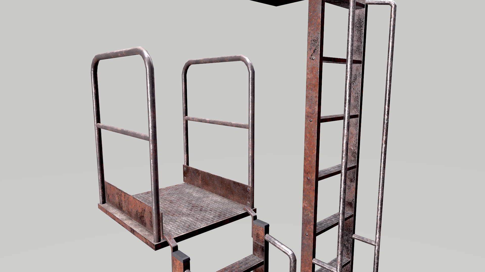 Metal Rusted Modular Ladder System 3D Model - TurboSquid 1993033