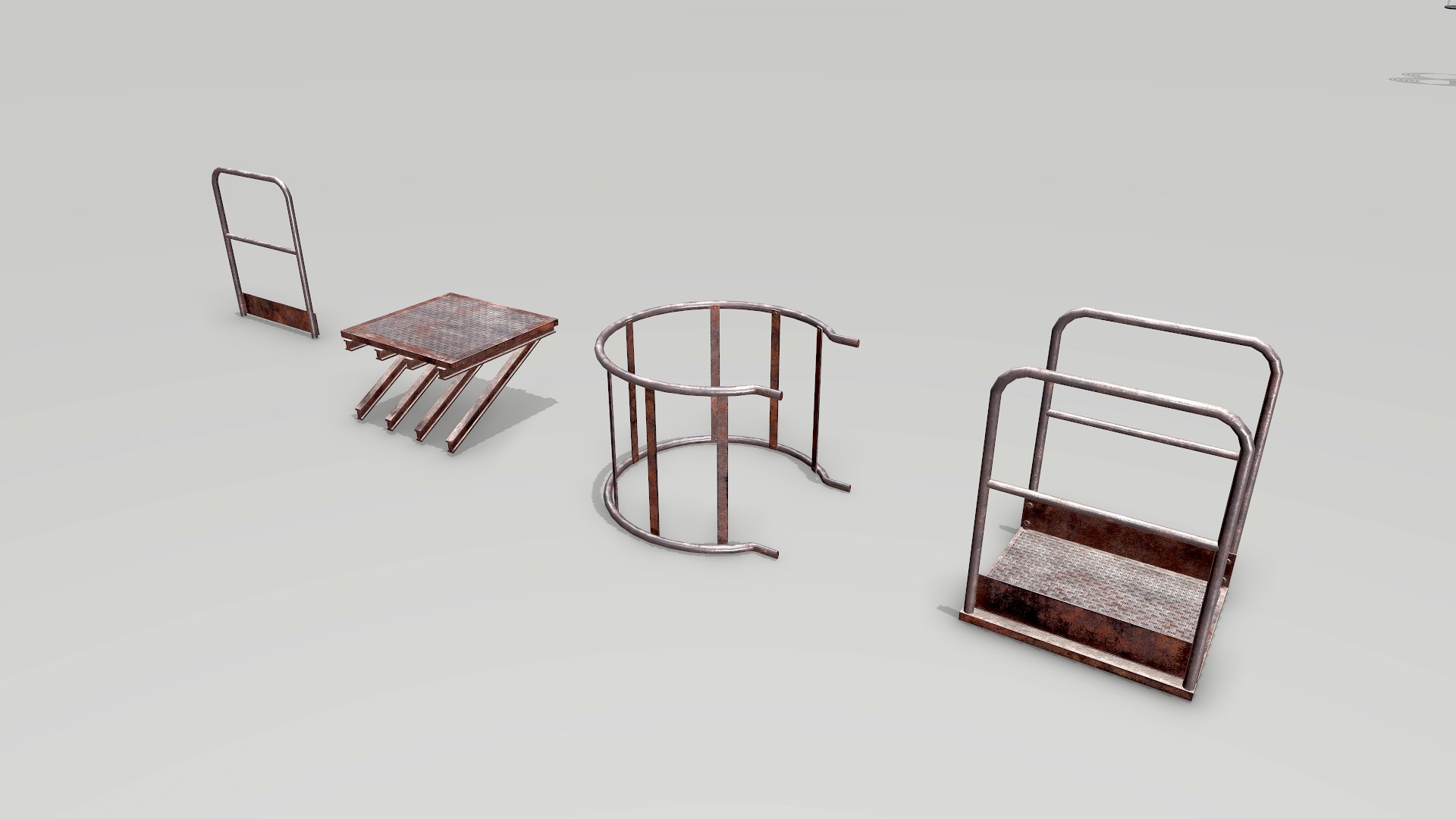 Metal Rusted Modular Ladder System 3D Model - TurboSquid 1993033