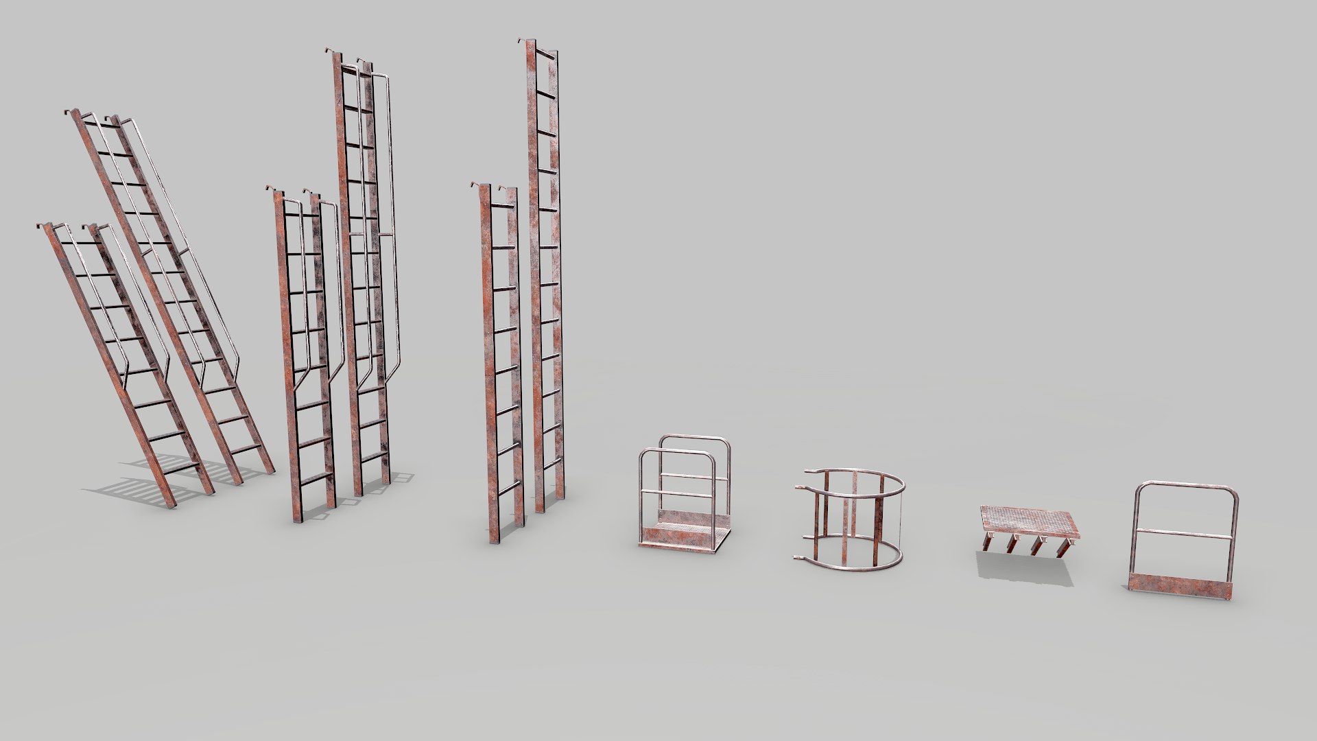 Metal Rusted Modular Ladder System 3D Model - TurboSquid 1993033