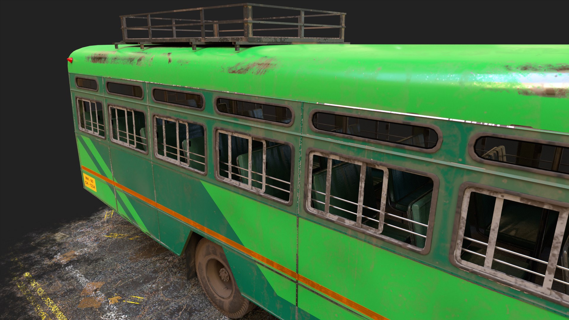 Indian ST Bus V2 Dark Green Light Green Used Model - TurboSquid 2286522