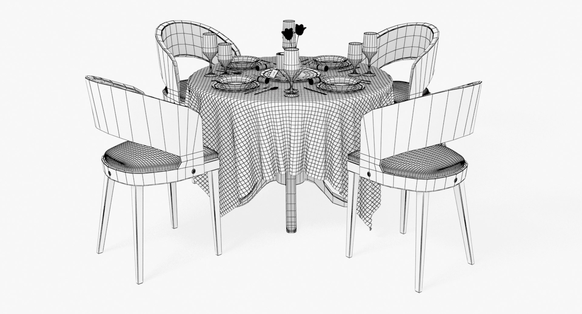 Dining room table cloth 3D model - TurboSquid 1410199
