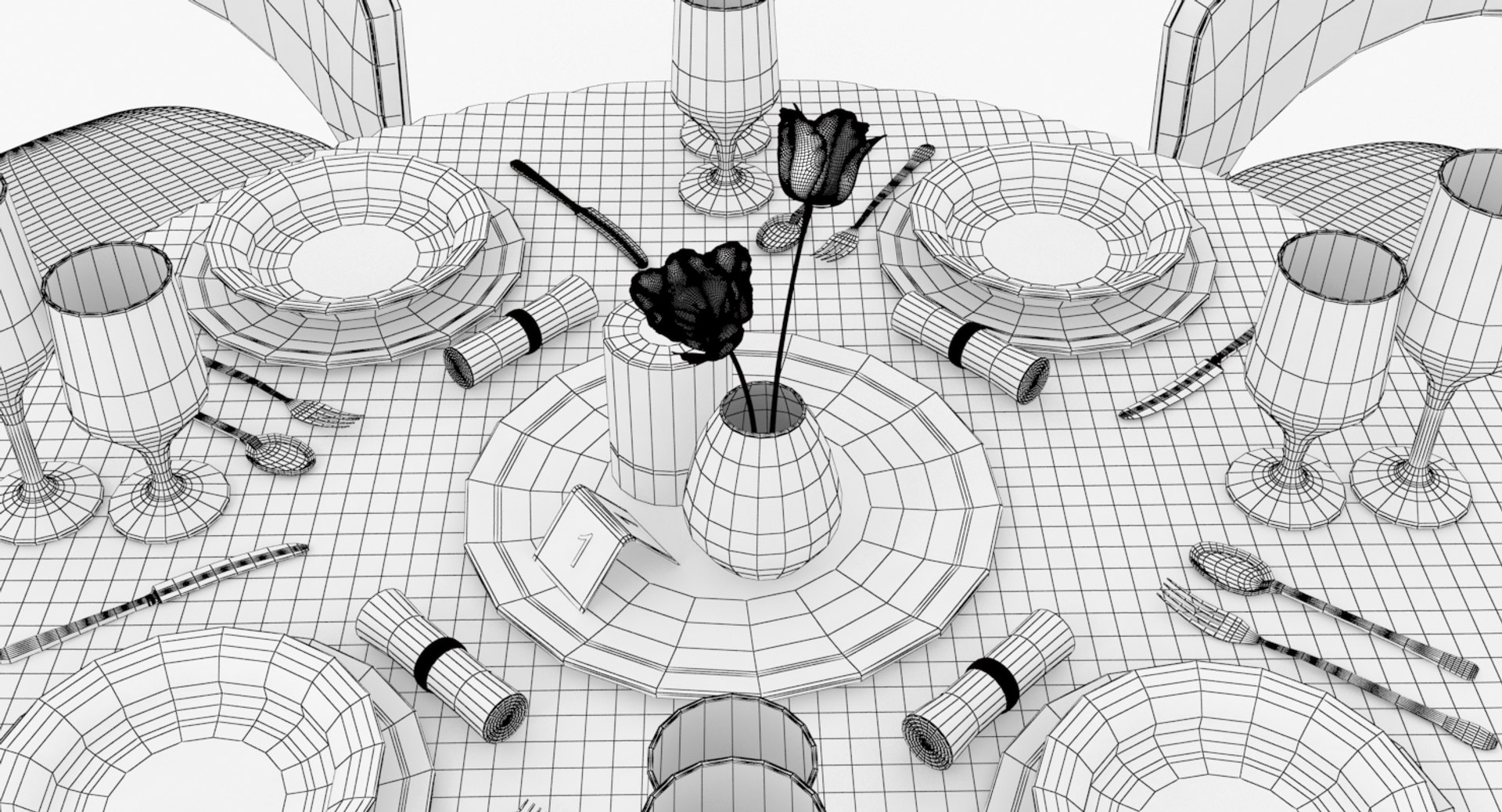 Dining room table cloth 3D model - TurboSquid 1410199