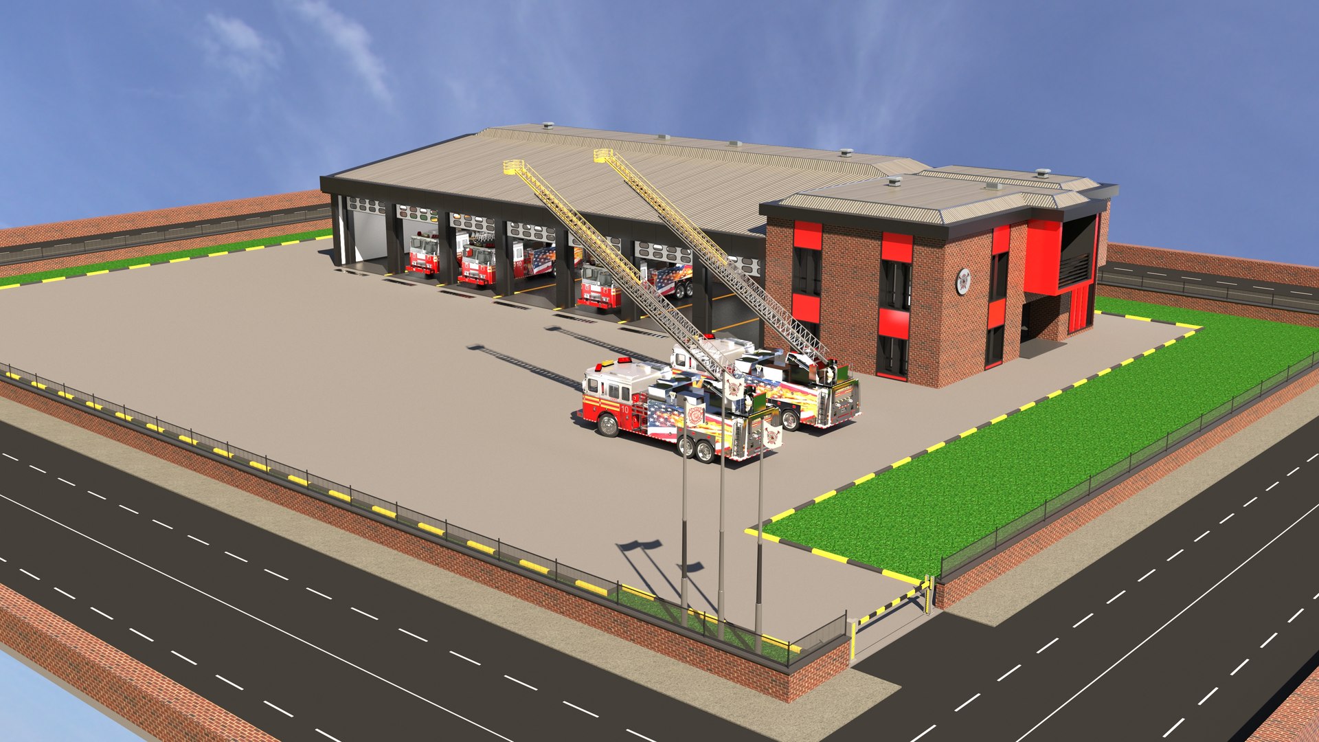 3D Fire Station And Fire Apparatus - TurboSquid 1805264