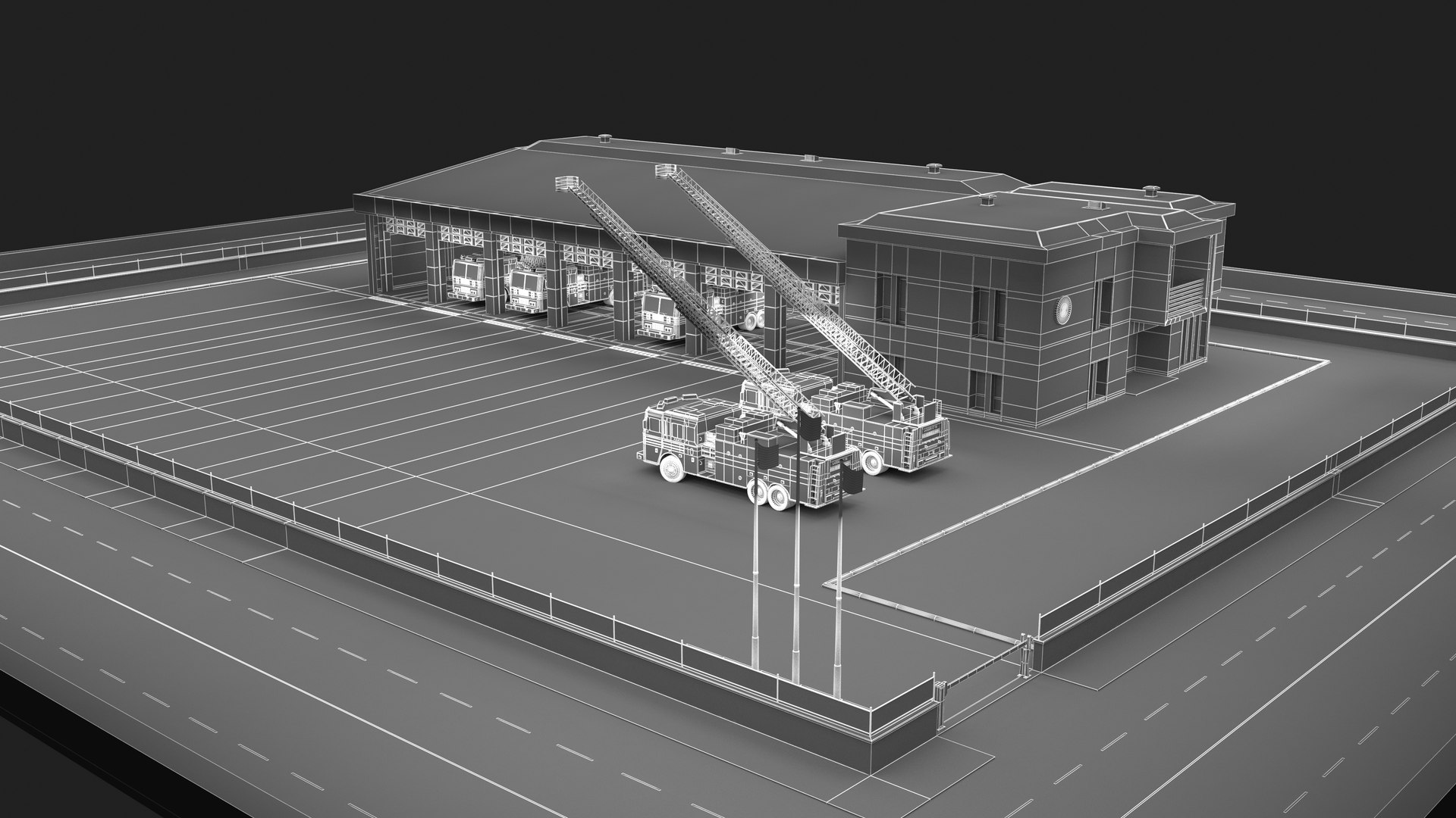 3D Fire Station and Fire Apparatus - TurboSquid 1805264
