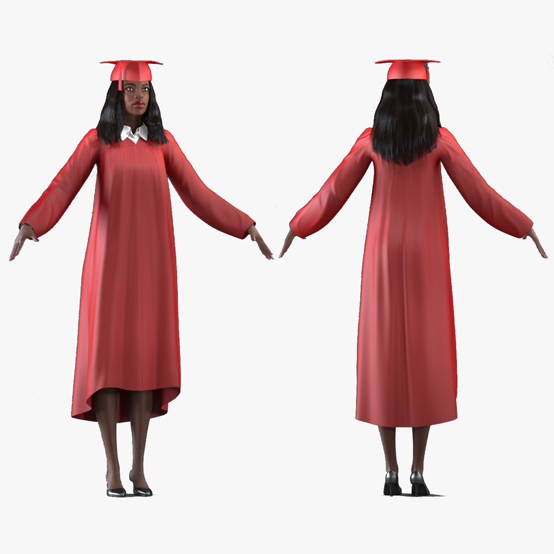 3D dark skin graduation gown - TurboSquid 1664147