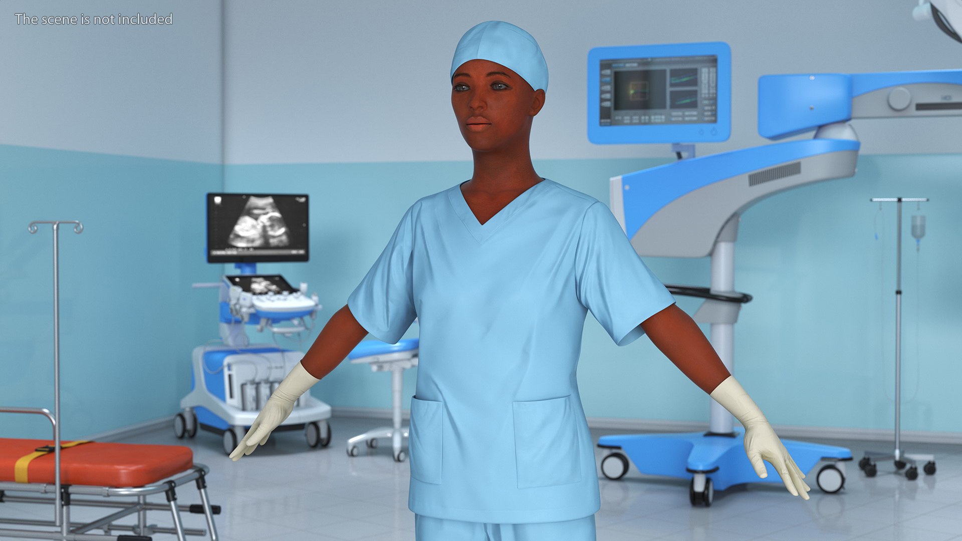 3D Female Medical Professional In Scrubs Fur - TurboSquid 2246846