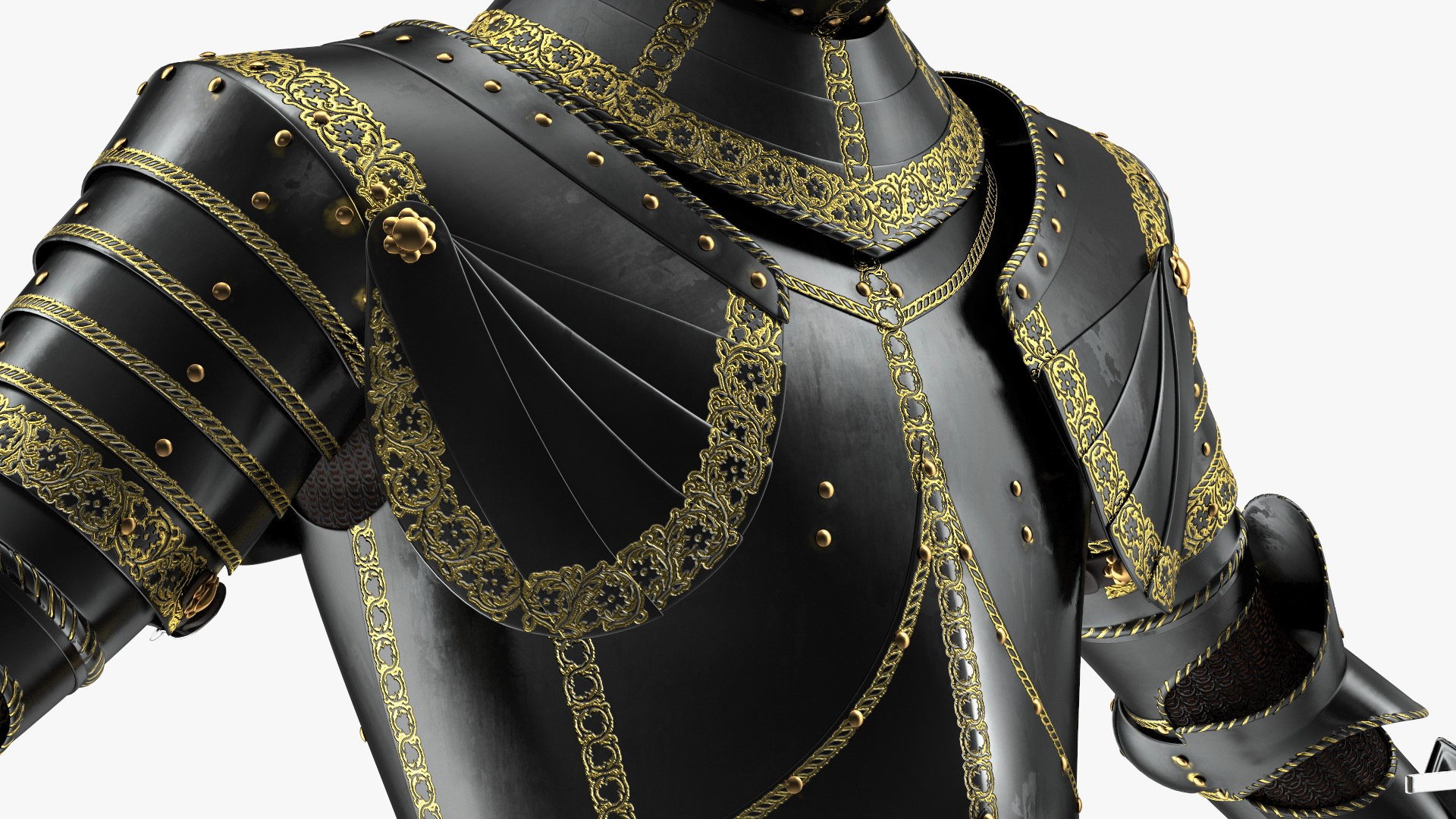 Medieval Knight Black Gold Full Armor Rigged For Cinema 4D 3D Model ...