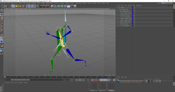 modelo 3d Caballero medieval Black Gold Armadura completa Rigged para ...