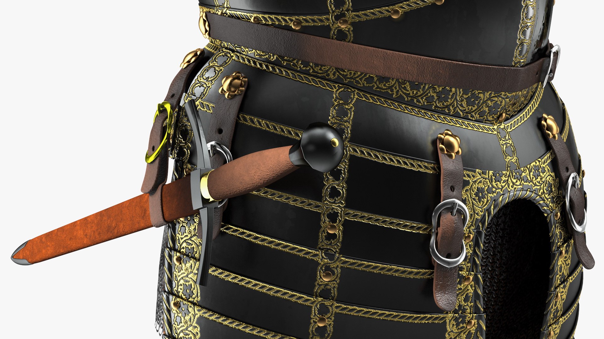 Medieval Knight Black Gold Full Armor Rigged For Cinema 4D 3D Model ...