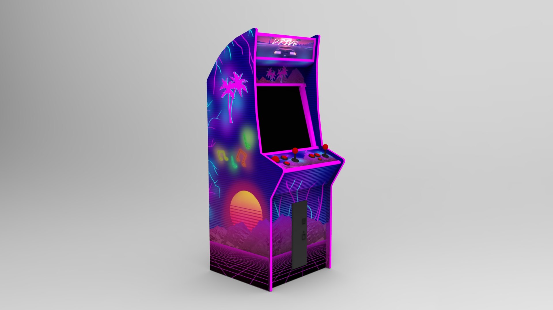 80 S Neon Arcade Machine 3D - TurboSquid 1229419