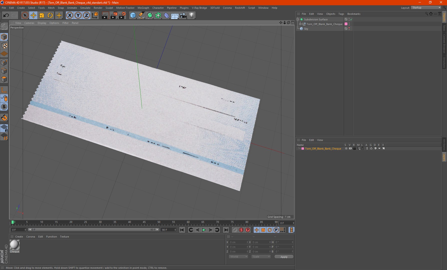 3D Torn Off Blank Bank Cheque - TurboSquid 1929738