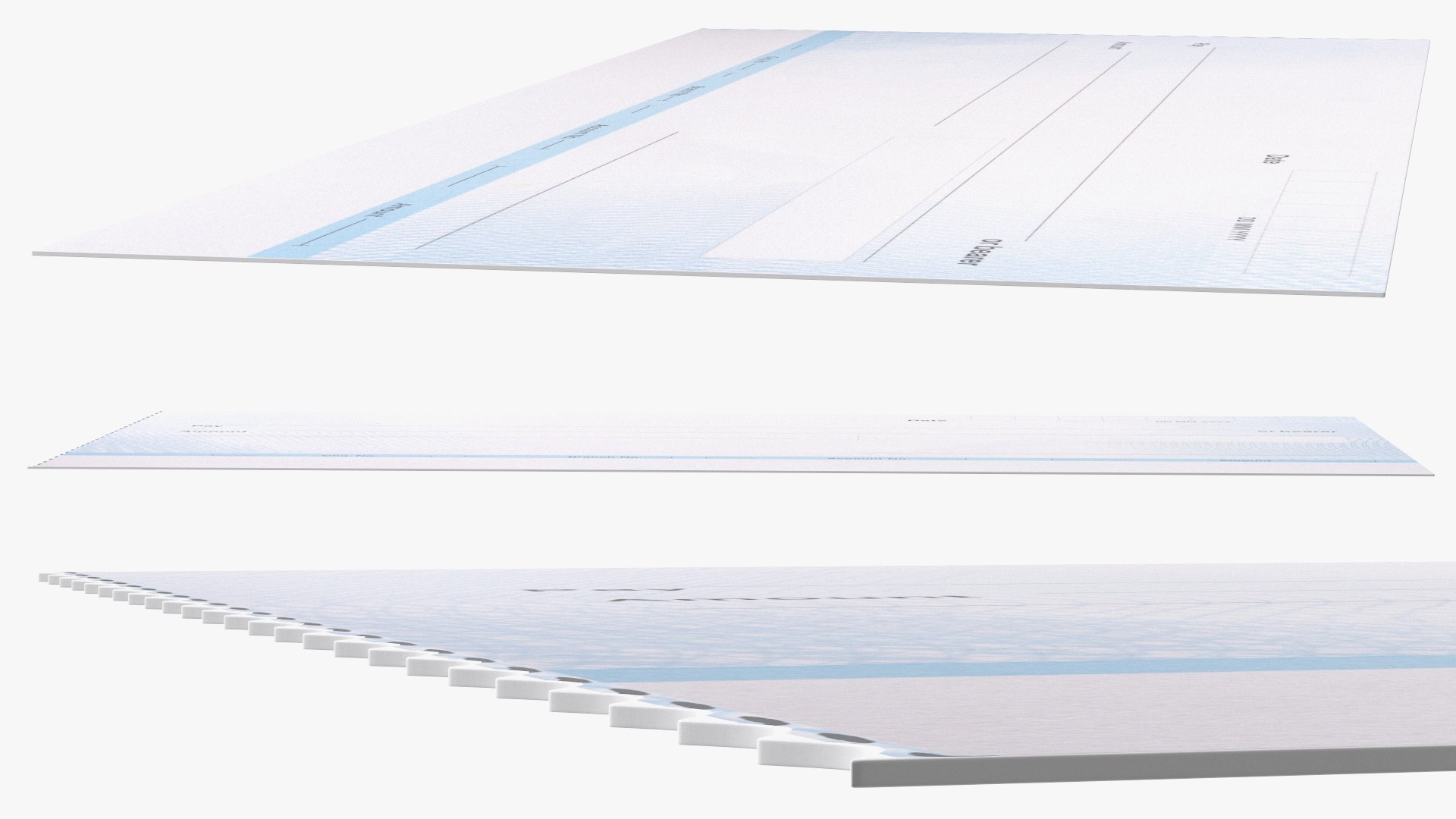 3D Torn Off Blank Bank Cheque - TurboSquid 1929738