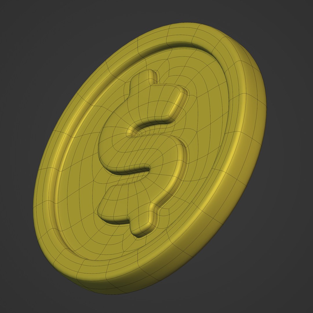 Cartoon Dollar Coin Icon 3D Model - TurboSquid 1955186
