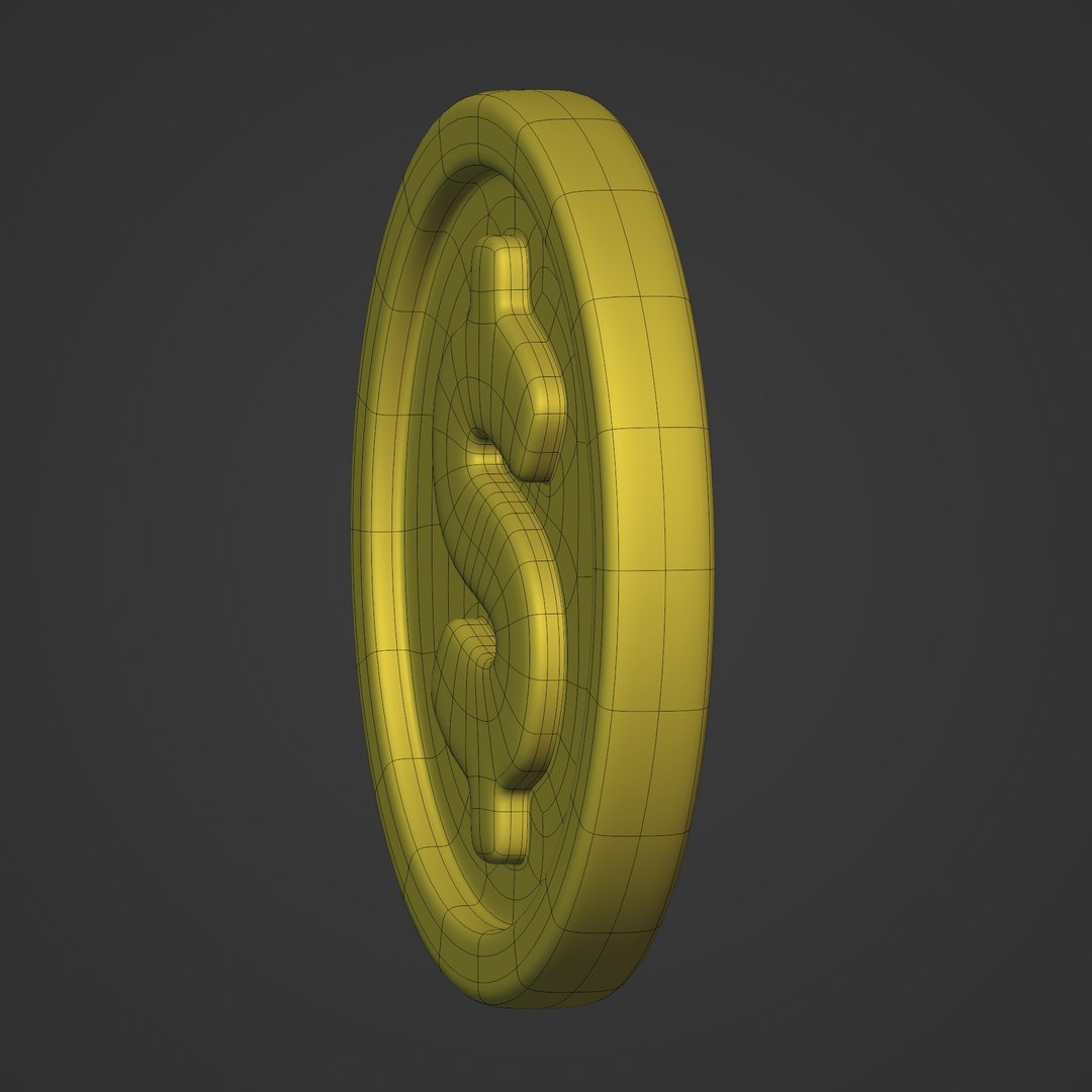 Cartoon Dollar Coin Icon 3D Model - TurboSquid 1955186