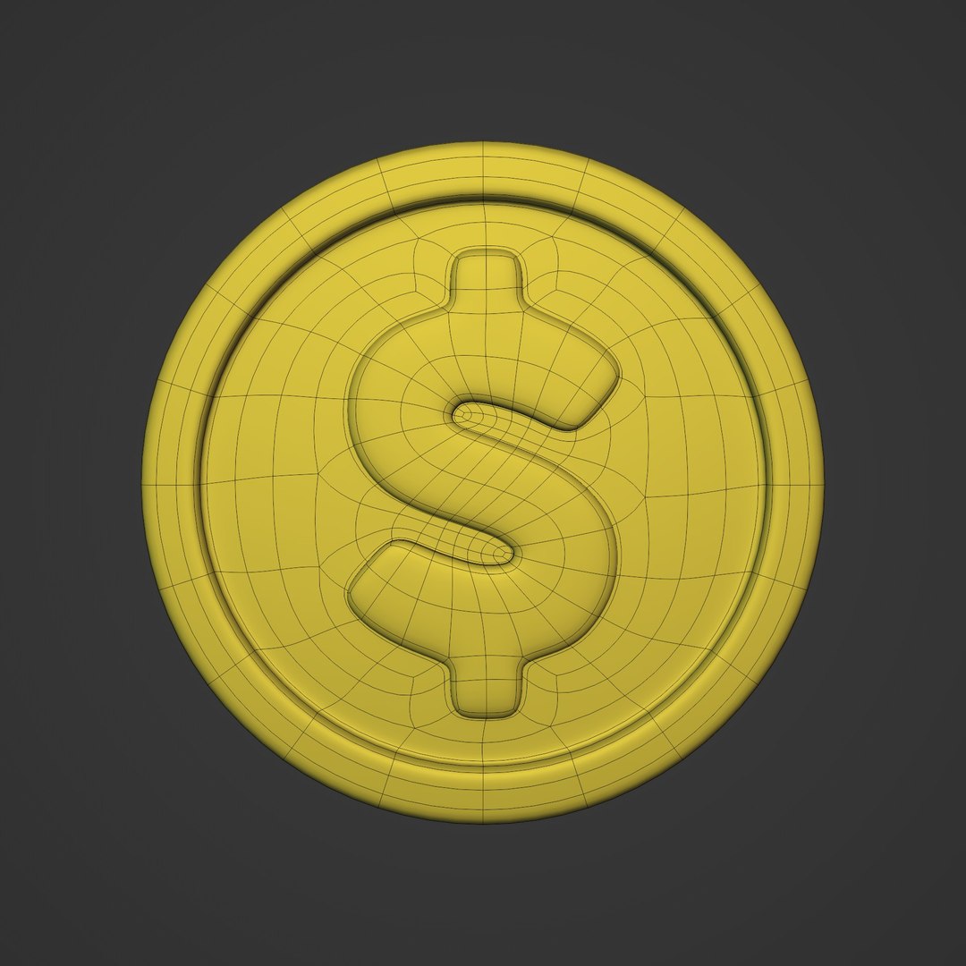 Cartoon Dollar Coin Icon 3D Model - TurboSquid 1955186