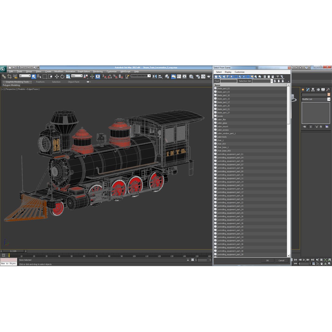 steam train locomotive 3 3d max