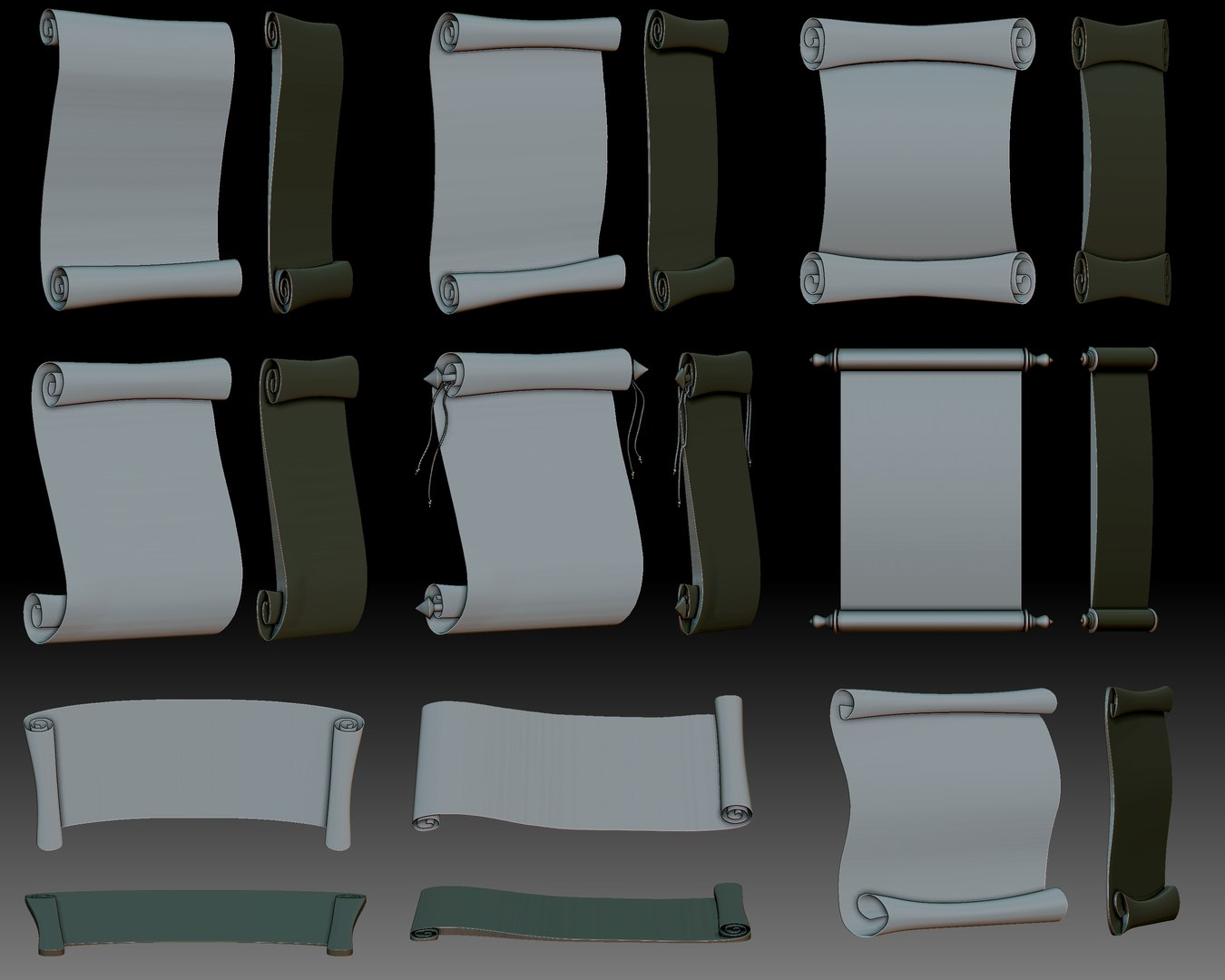 3D Scrolls bundle 3D relief for CNC router or 3D printer - TurboSquid ...