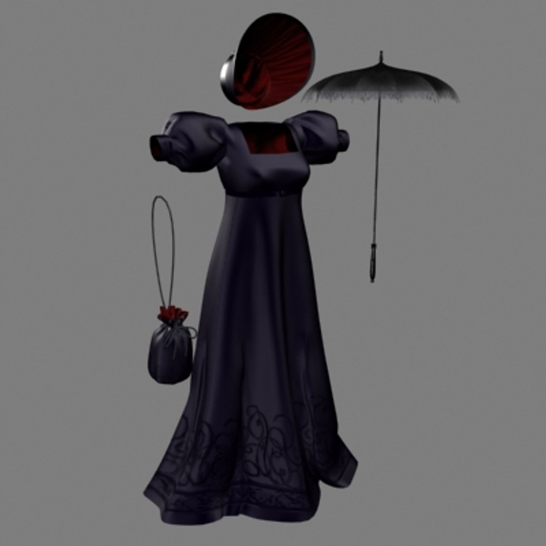 3d Model Of Reticule Regency Dress