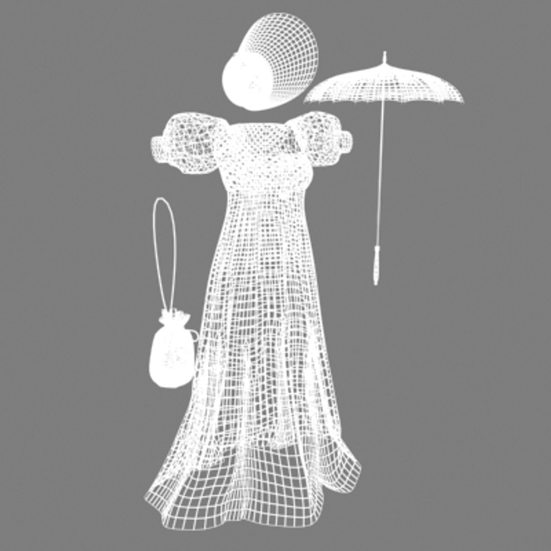 3d Model Of Reticule Regency Dress
