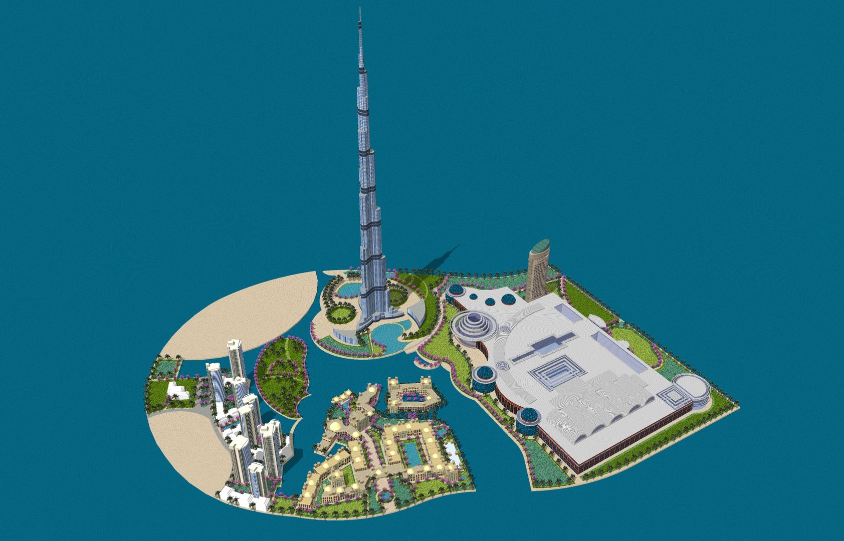 3D Model Dubai Downtown - TurboSquid 1227836
