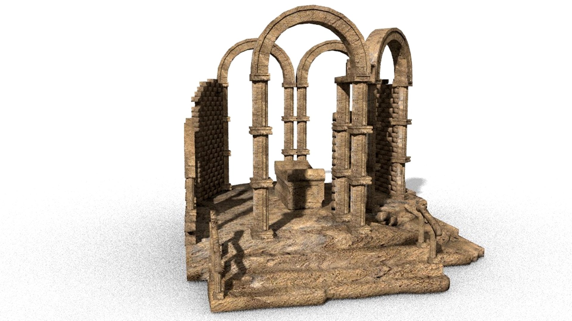 3D Ancient Stone Temple Crypt Ruins - TurboSquid 2167097