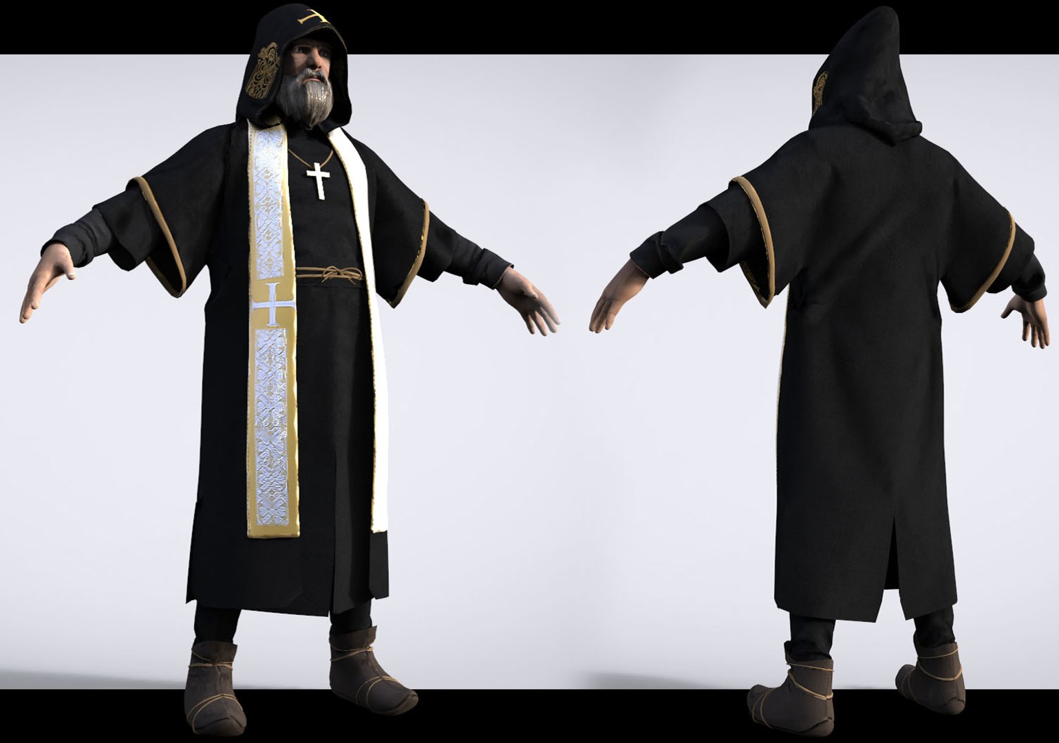 Medieval Monk 3d Model