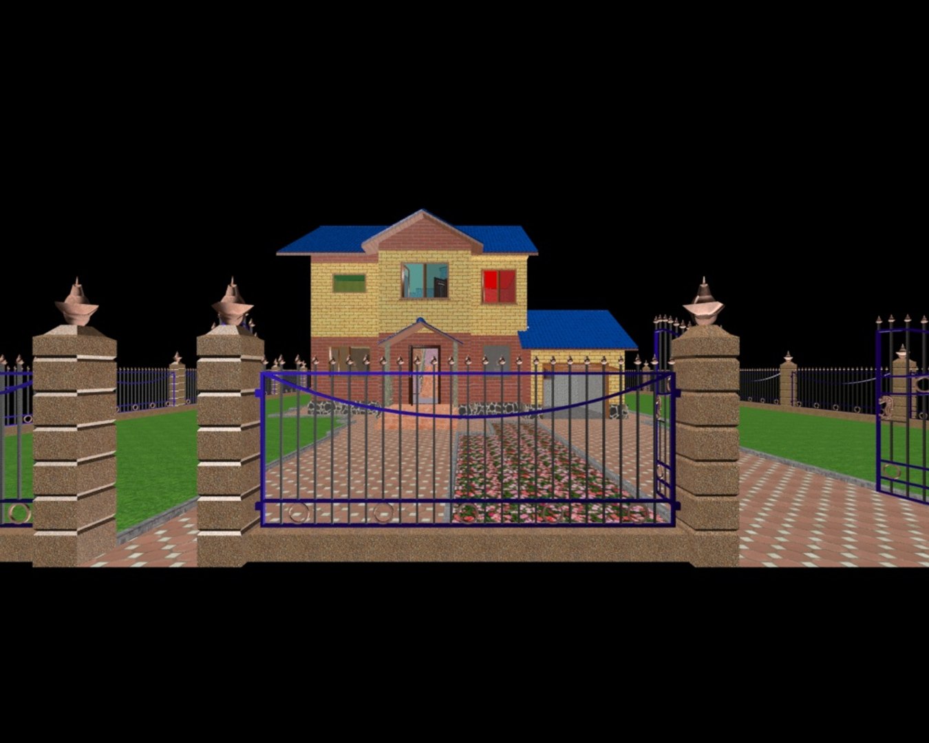 House Realistic Fence 3d Model