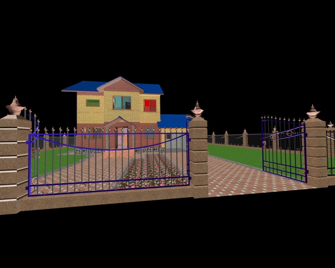 House Realistic Fence 3d Model
