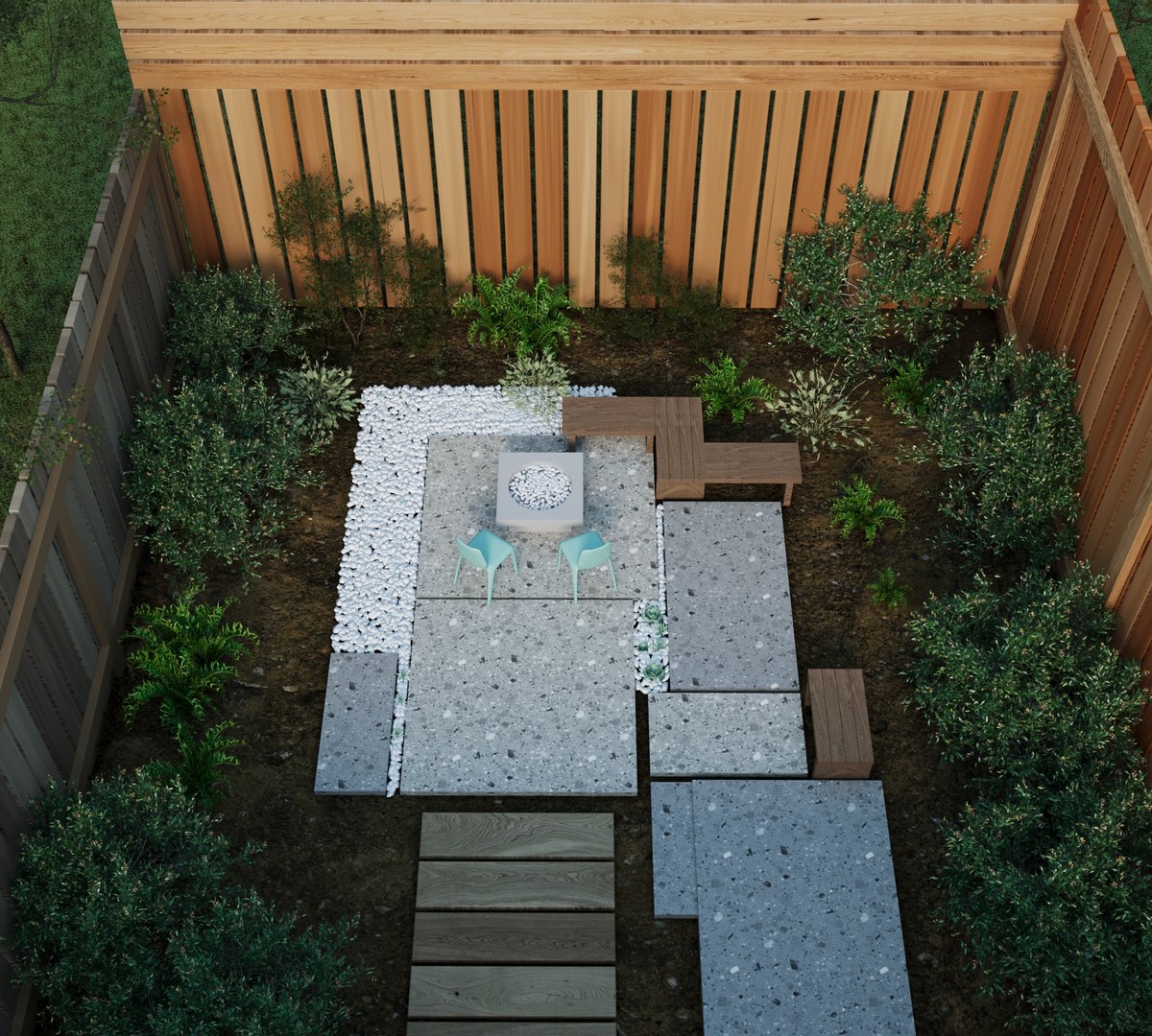 Rectangular Backyard Garden Model - TurboSquid 2136502