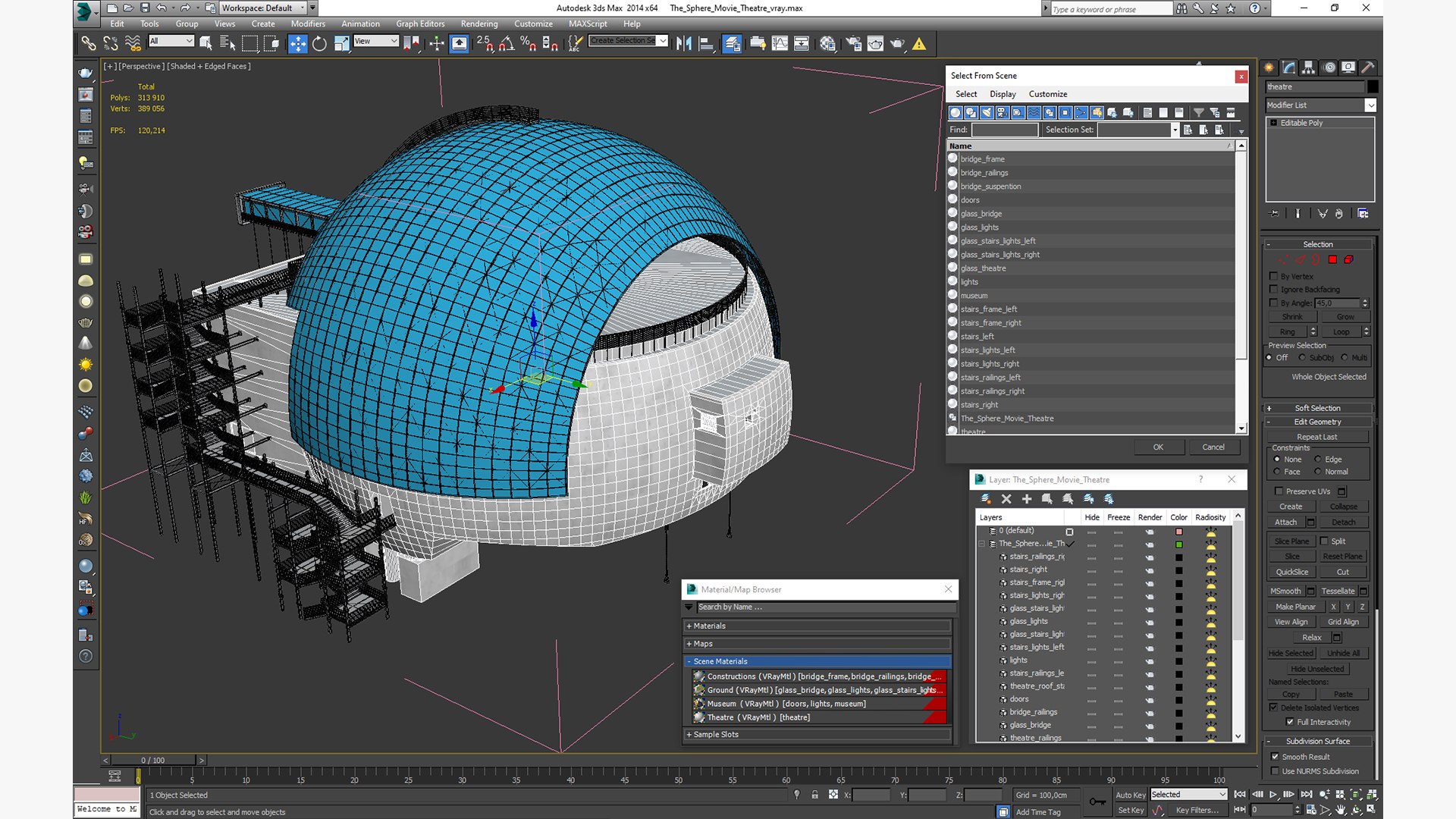 3D The Sphere Movie Theatre - TurboSquid 1775663