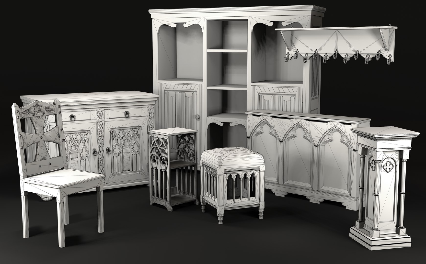 3D Model Furniture Gothic 3 - TurboSquid 1608466